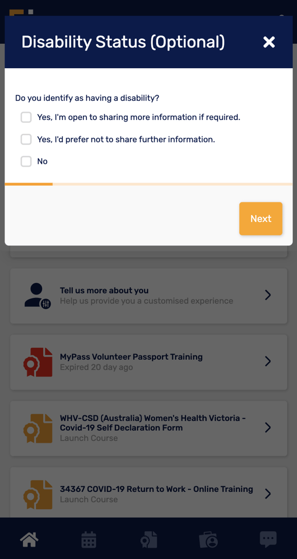 Volunteers can now identify as having a disability in their Skills Passport